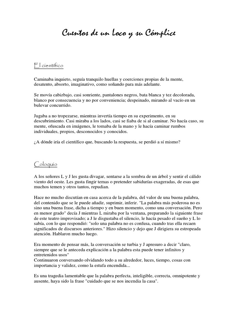 Cuentos de Un Loco y Su Cómplice | PDF | Cuba | Amor