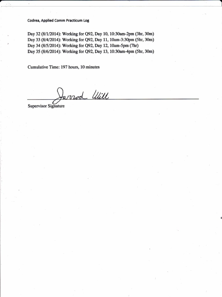 Q92 Practicum Log: Work Hours Summary | PDF | Teaching Methods & Materials