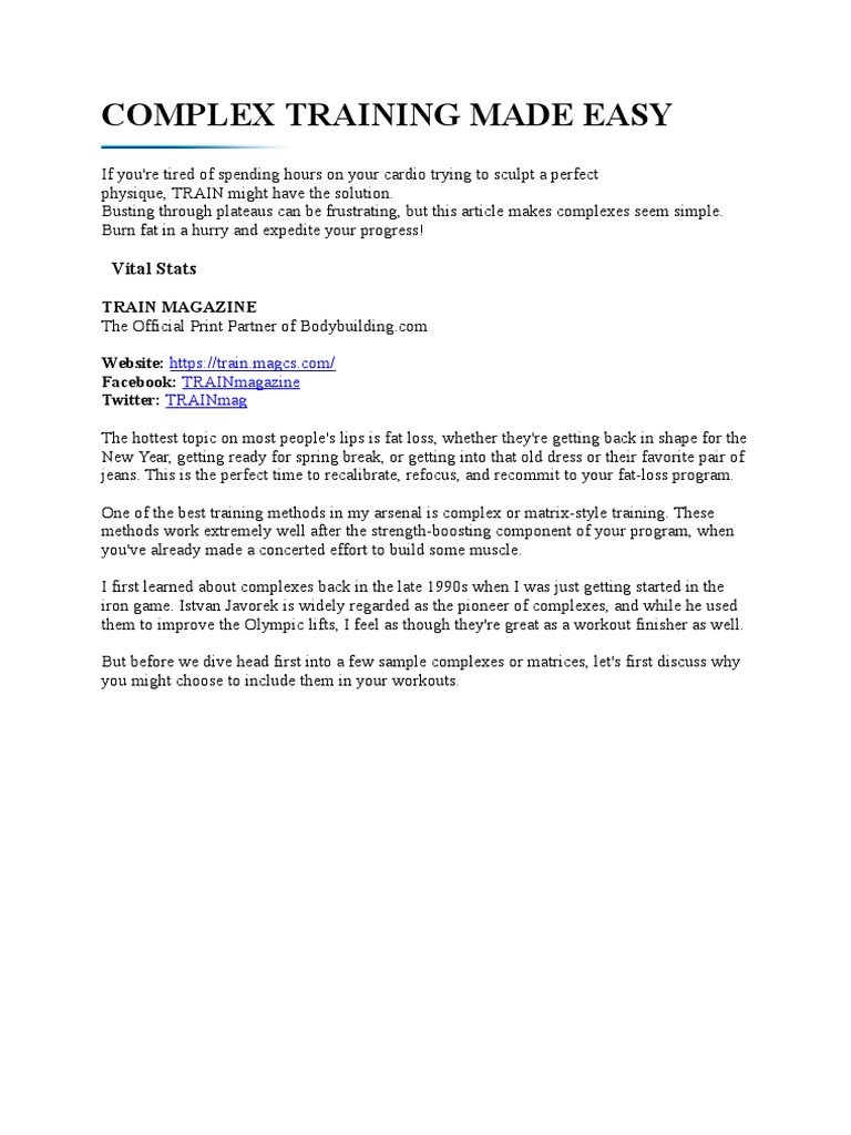 Complex Training Made Easy | PDF | Hobbies | Sports