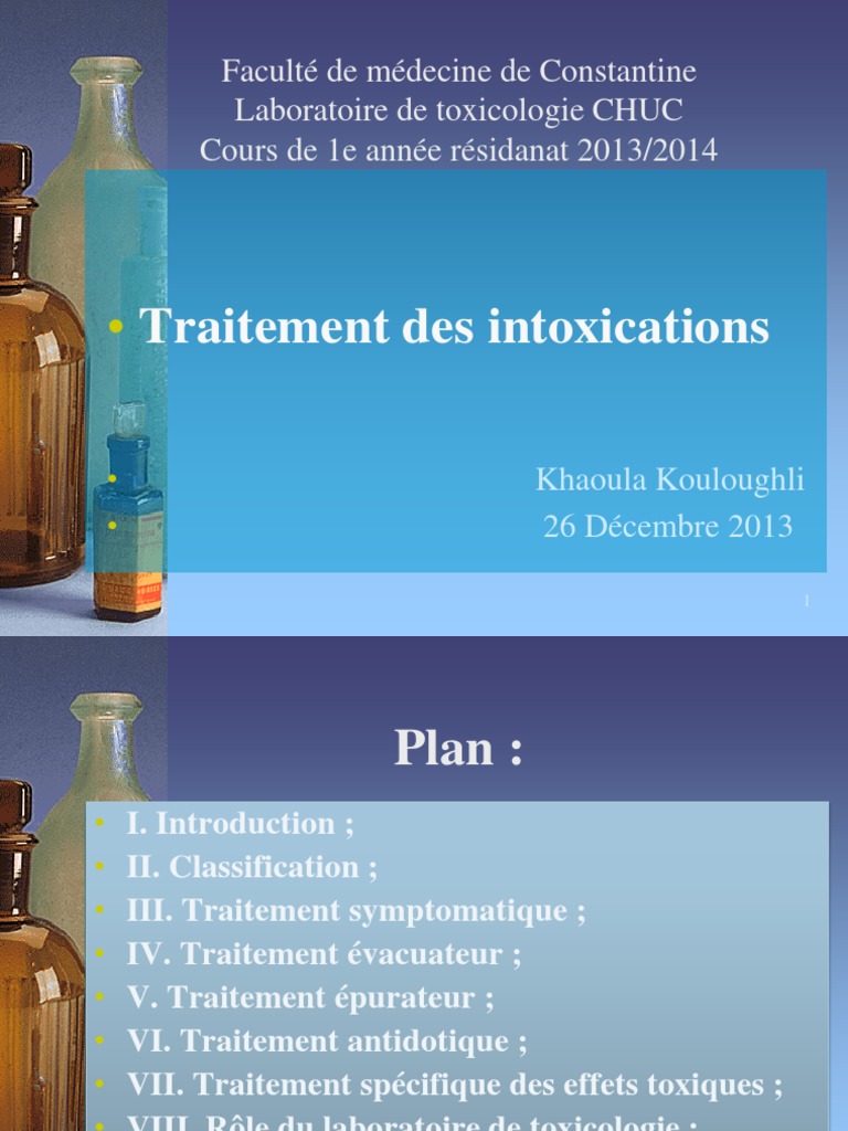 Traitement Des Intoxications Khaoula | PDF | Coma | Toxicologie