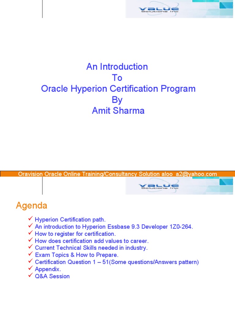 An Introduction To Oracle Hyperion Certification Program by Amit Sharma ...