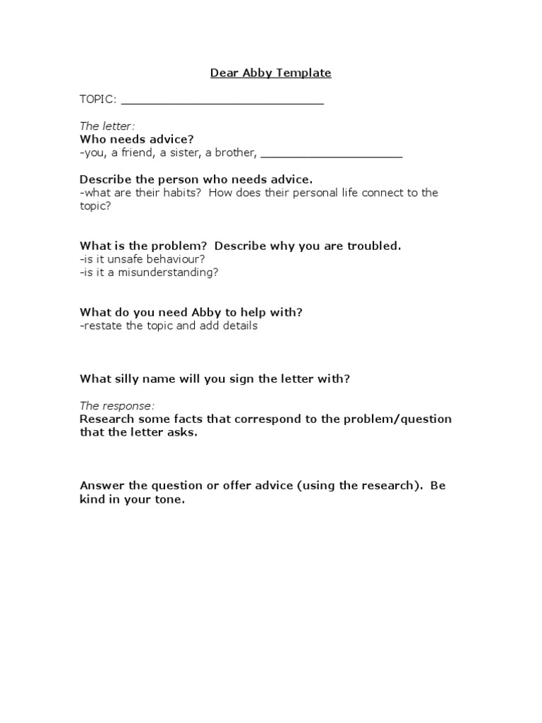 Dear Abby Template | PDF | Career & Growth | Self-Improvement