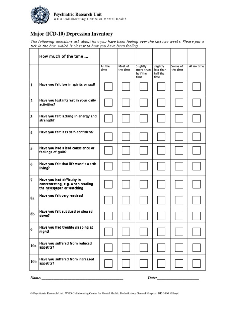 The Major Depression Inventory | Download Free PDF | Psychiatric ...