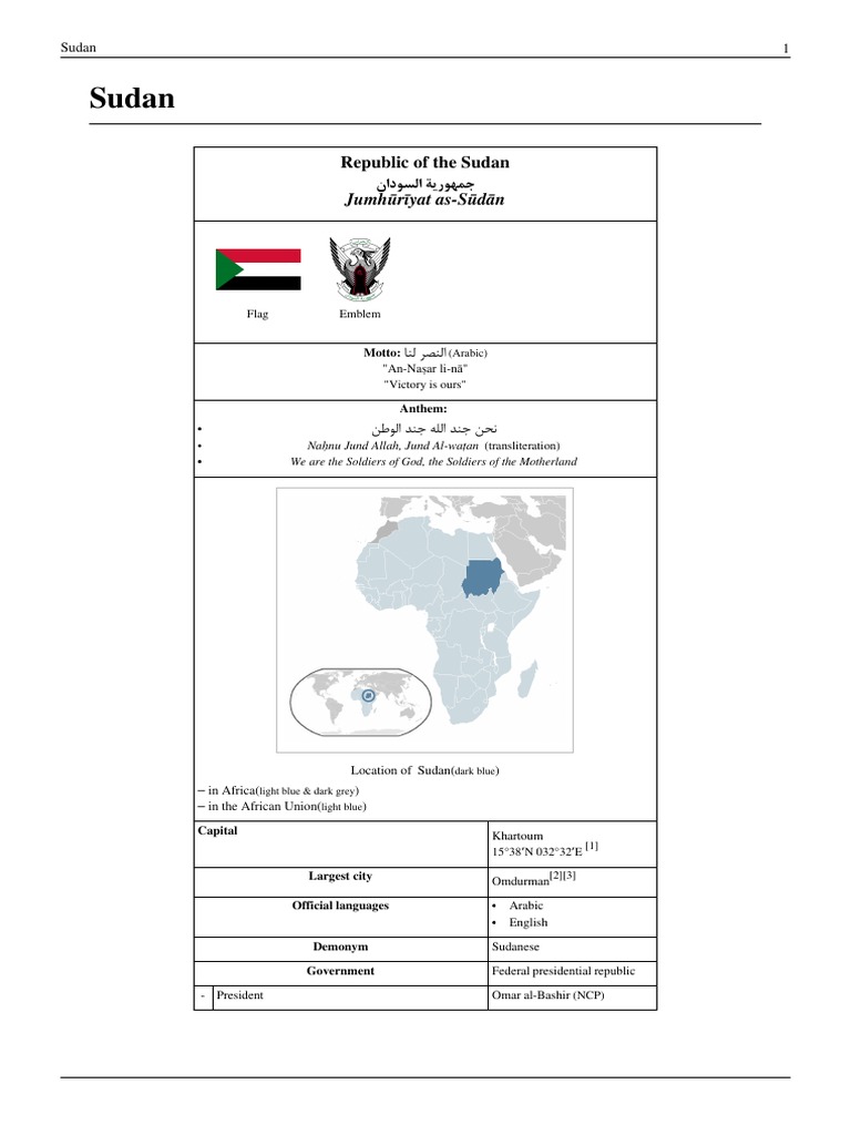 Sudan Wikipedia | PDF | Sudan | Omar Al Bashir