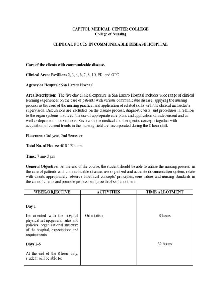Communicable Disease Nursing Clinical Focus | PDF | Nursing | Hospital