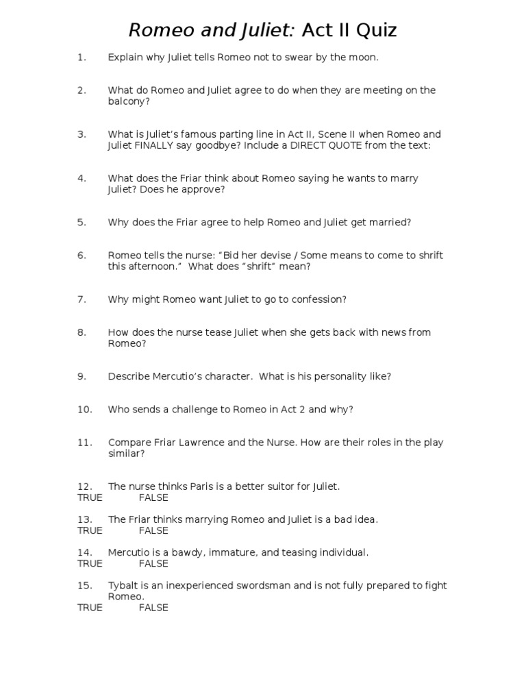 Act II Quiz Mrs. P | PDF