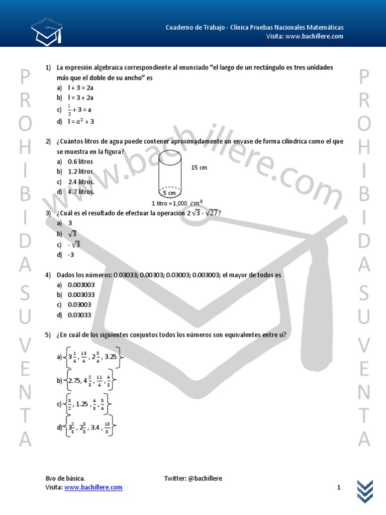 Cuaderno de Trabajo Cuadernillos Matematicas 8vo | PDF | Rotación | Números