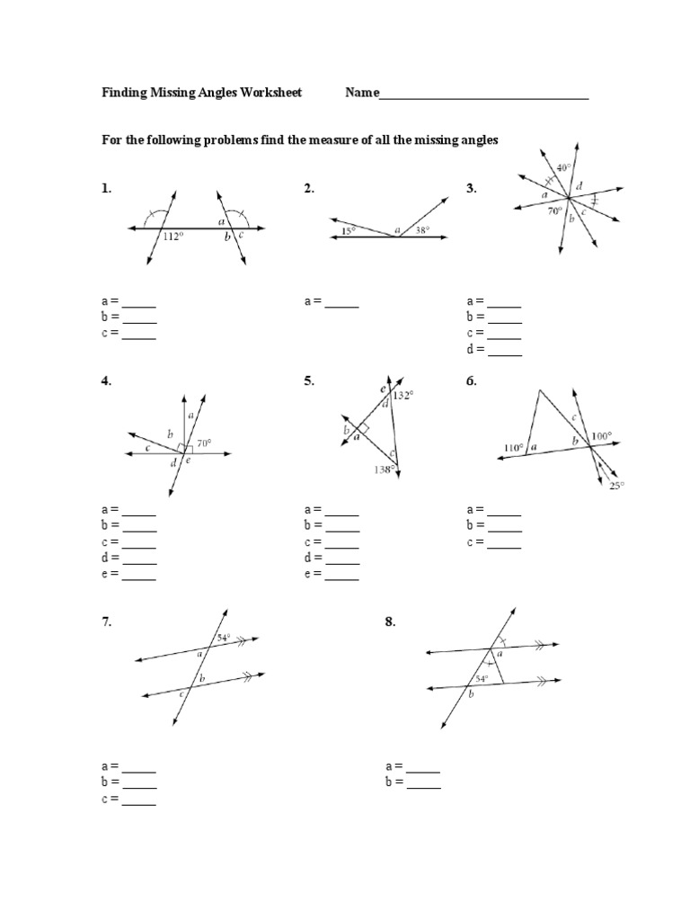 1034420finding Missing Angles Worksheet | PDF