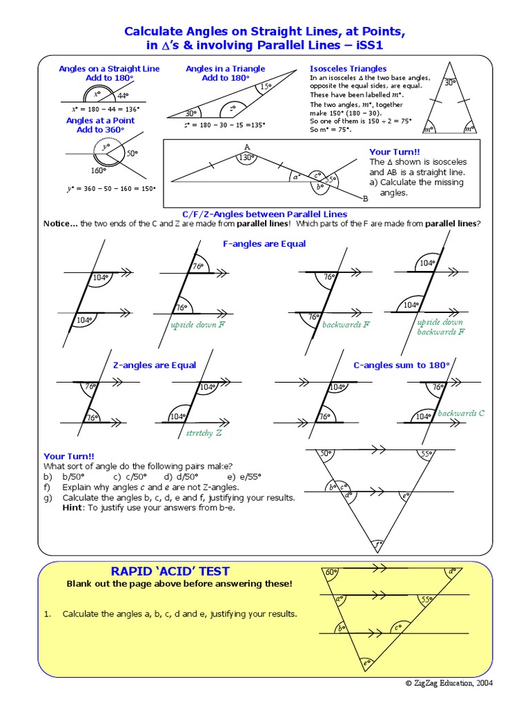 Angles & Straight Lines | PDF | Triangle | Polygon
