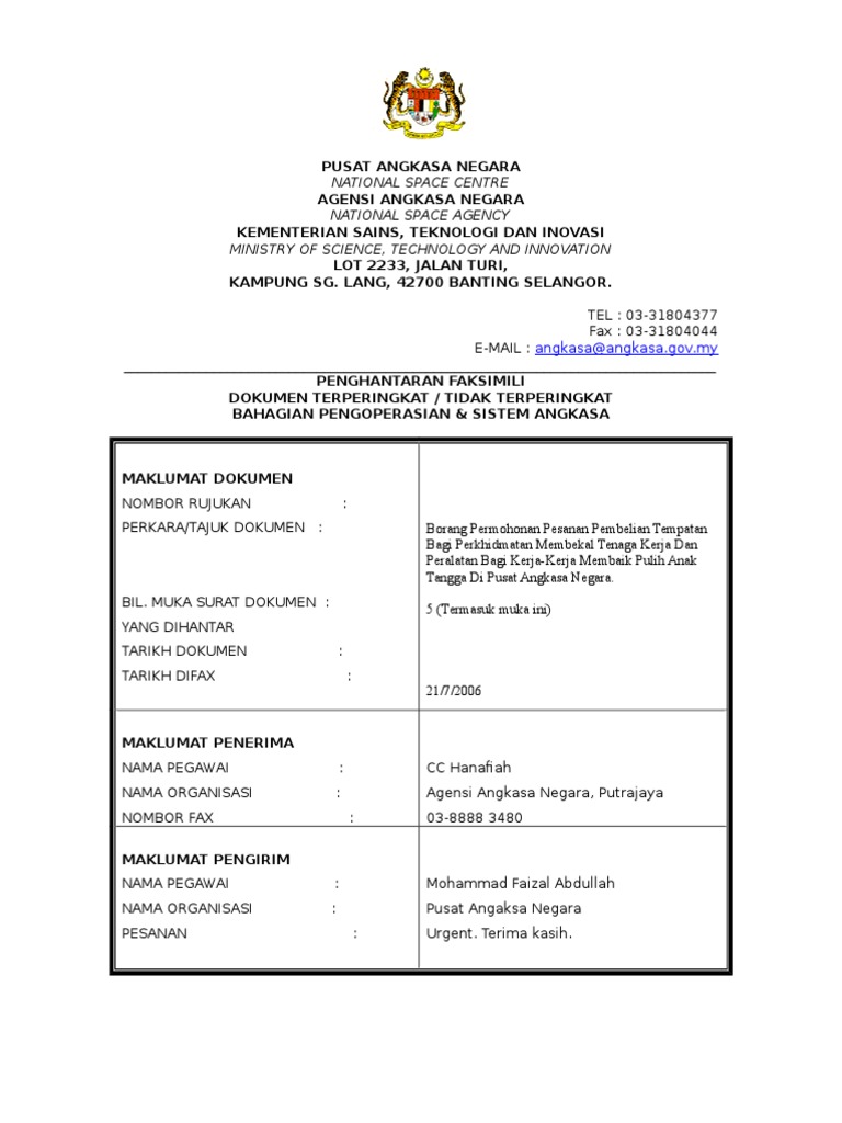 Borang Penghantaran Faks | PDF