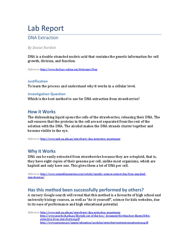 Lab Report | PDF | Dna | Cell (Biology)