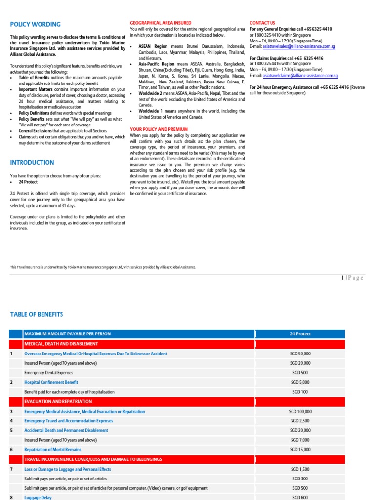 Policy Wording: Geographical Area Insured Contact Us | Download Free ...