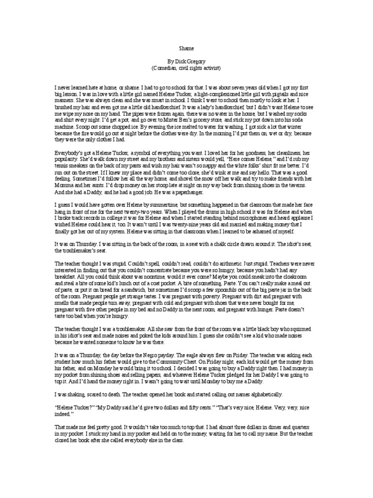 Shame by Dick Gregory | PDF | Foods