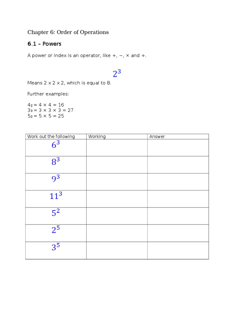 Understanding Powers in Math Operations | PDF | Teaching Methods ...