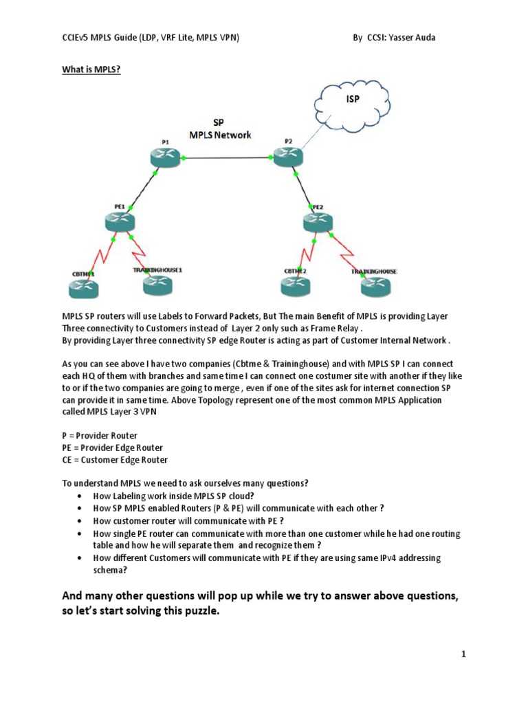 Yasser Auda Cciev5 Mpls Guide (LDP, VRF Lite, Mpls VPN) | PDF | Multiprotocol Label Switching ...