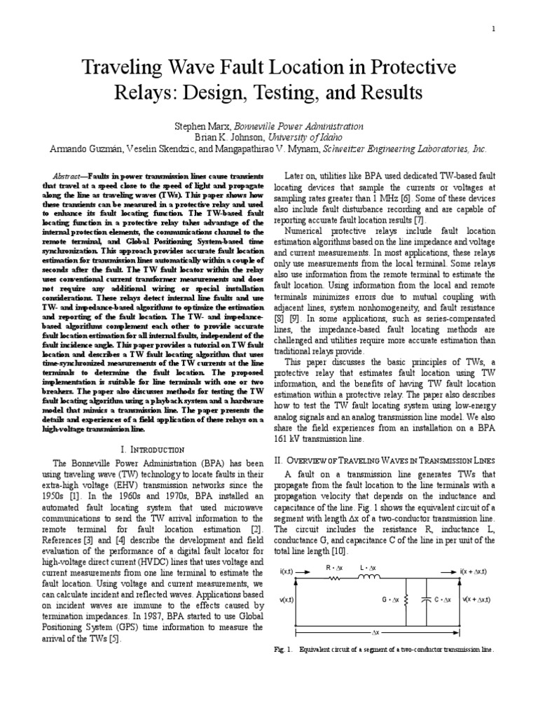 Traveling Wave Fault Location in Protective Relays | PDF | Transmission Line | Transformer