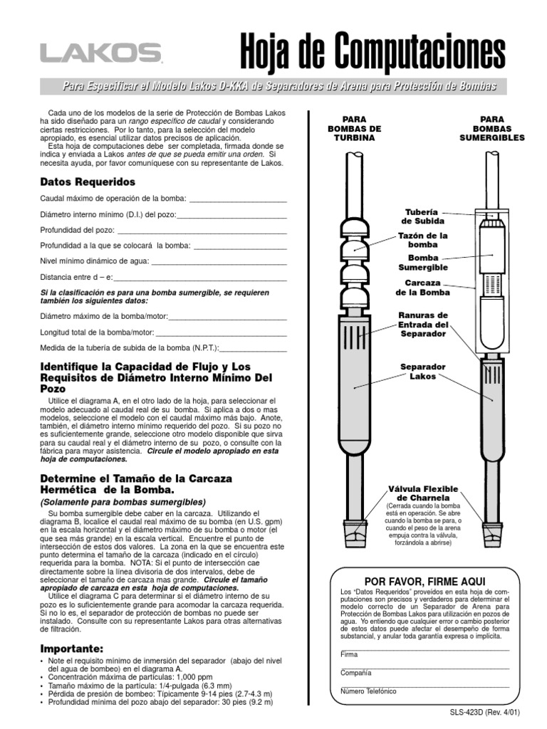 SLS 423 Spanish PPS Worksheet | PDF | Bomba | Descarga (hidrología)