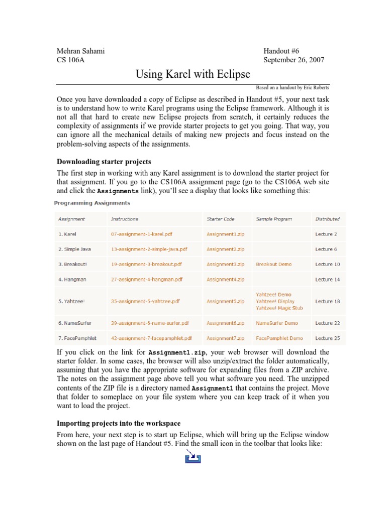 06 Karel in Eclipse | PDF | Software Bug | Debugging
