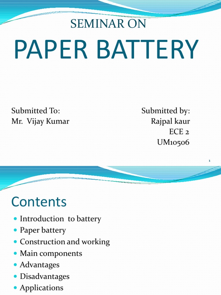Paper Battery Seminar | PDF | Carbon Nanotube | Materials