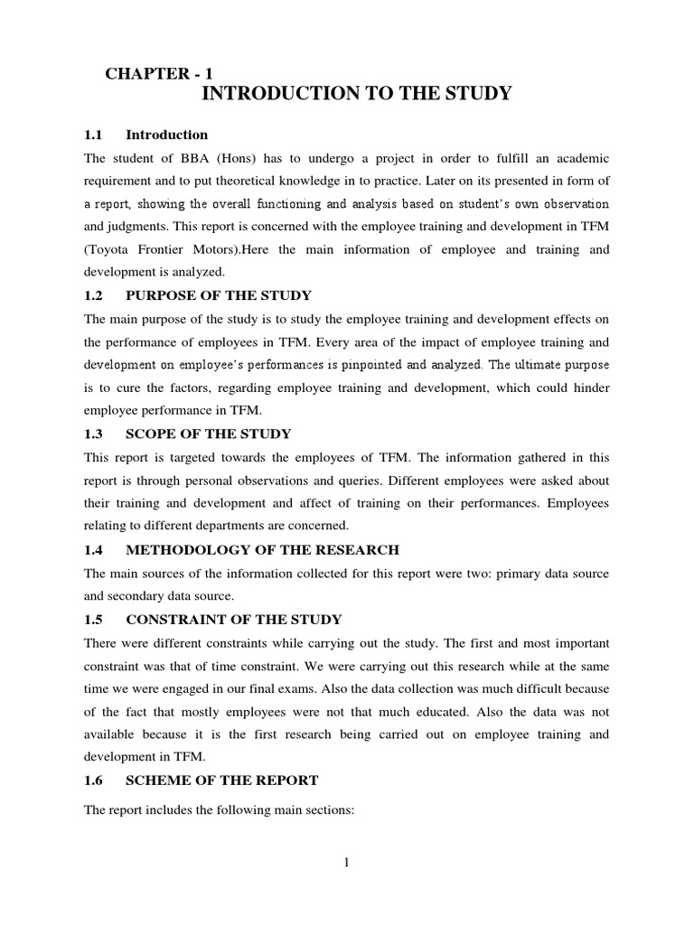 Introduction To The Study: Chapter - 1 | PDF | Employment | Toyota