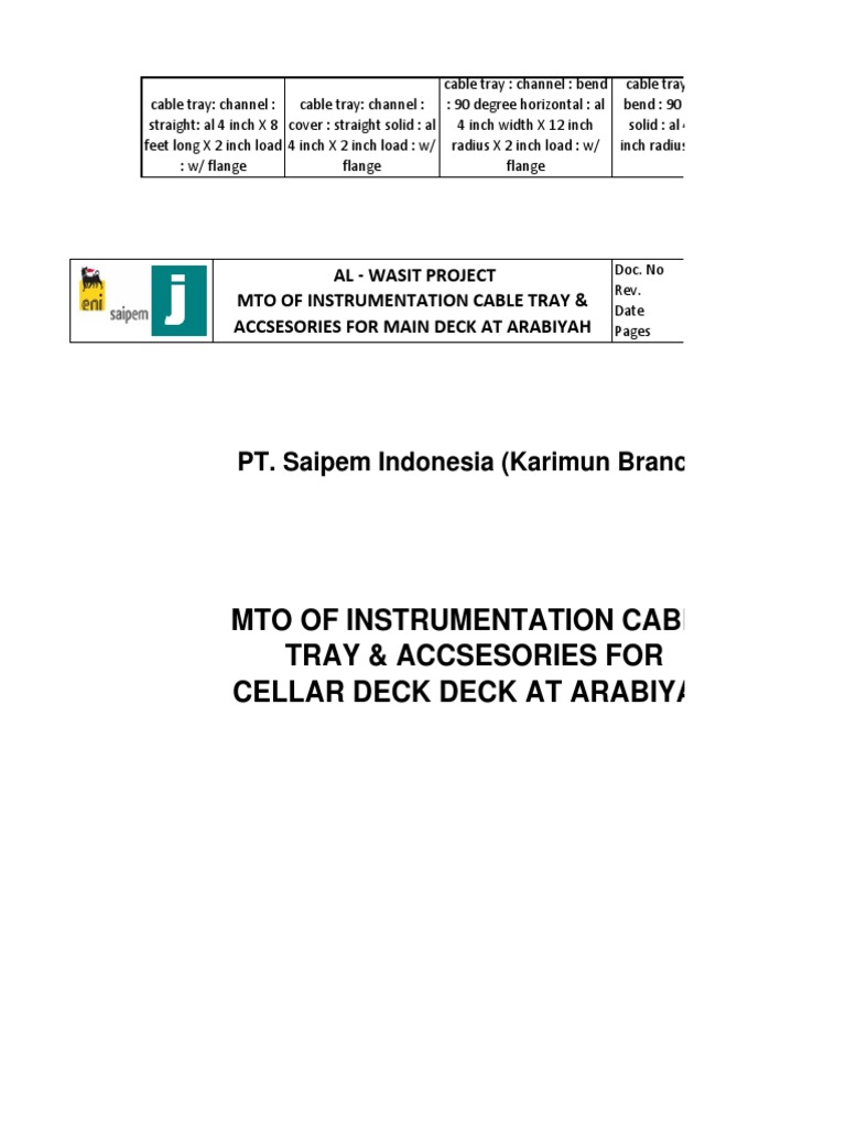 MTO Instr Cable Tray | PDF | Nut (Hardware) | Washer (Hardware)