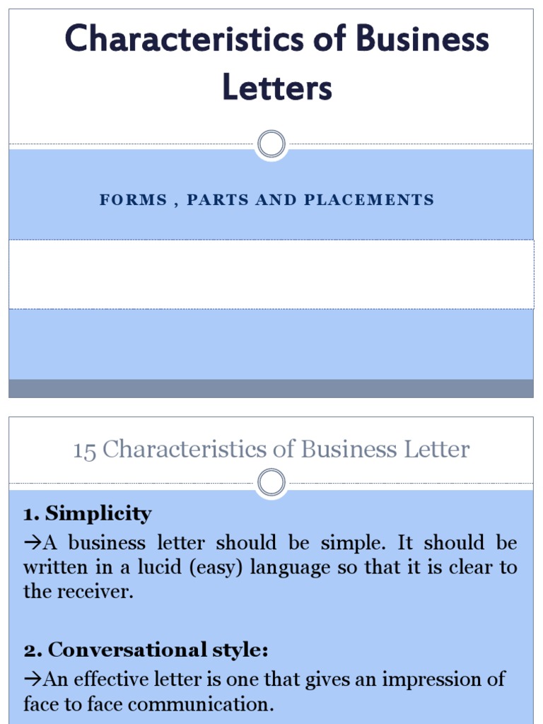 Characteristics of Business Letters | PDF | Paragraph | Cognitive Science