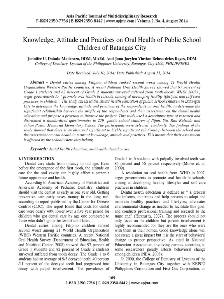 Oral Health Education in Batangas Schools | PDF | Dentistry | Human Tooth