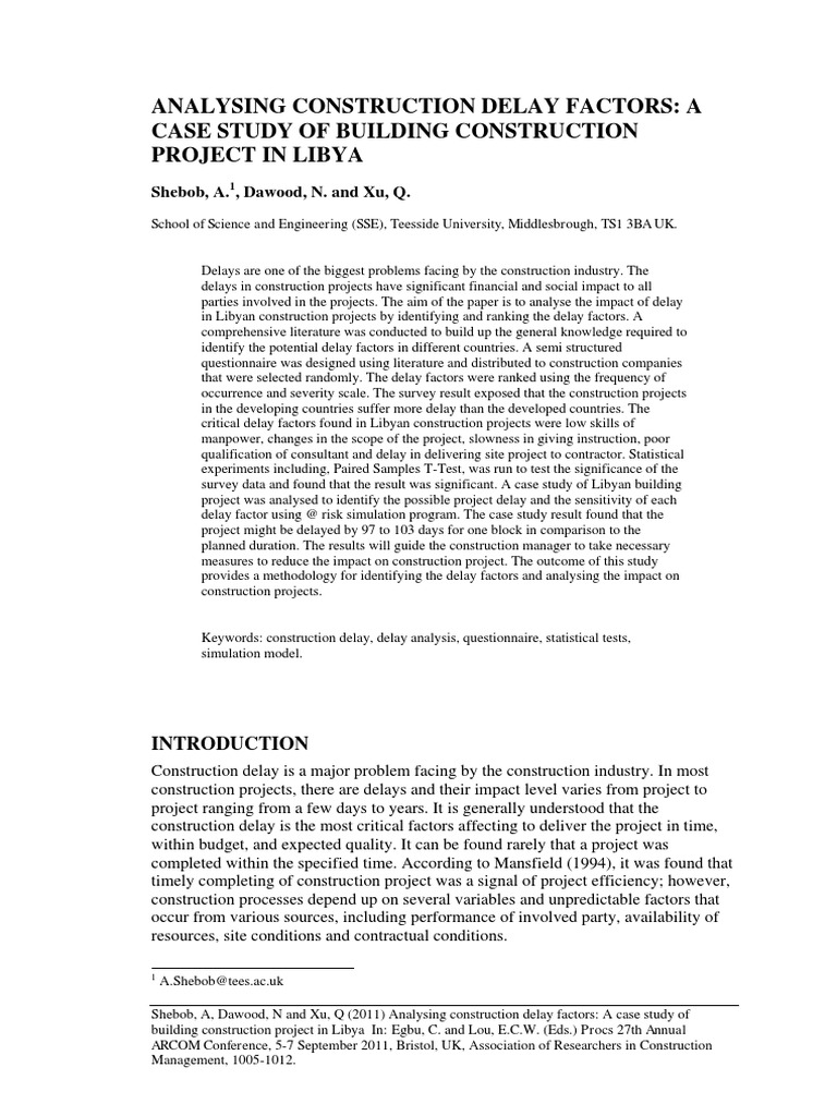 Construction Delays in Libyan Projects | PDF | Survey Methodology ...