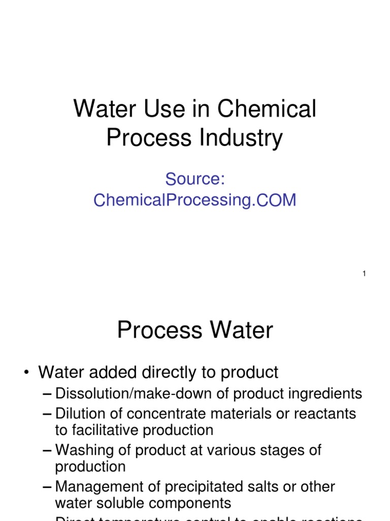 Water Use in Chemical Process Industry: Source | PDF