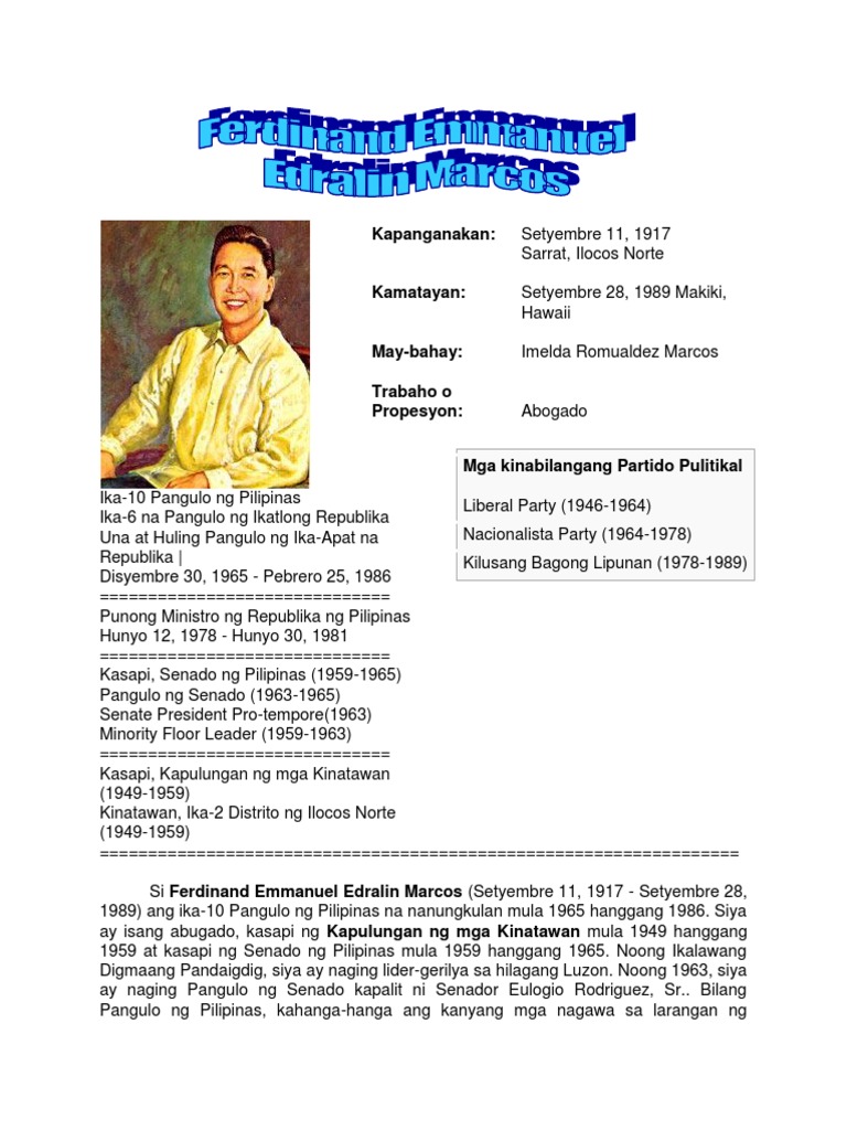Ferdinand Marcos Talambuhay