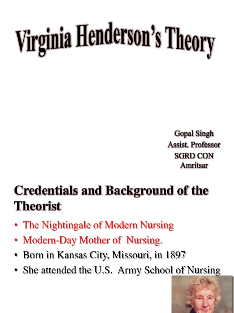 Virginia Henderson Theory Gops | PDF | Nursing | Theory