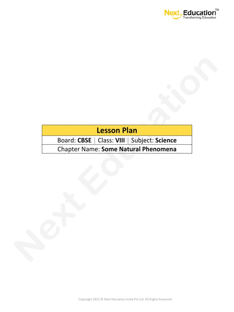 Lesson Plan Sci08 CBSE Some Natural Phenomena-Final | PDF | Lightning ...
