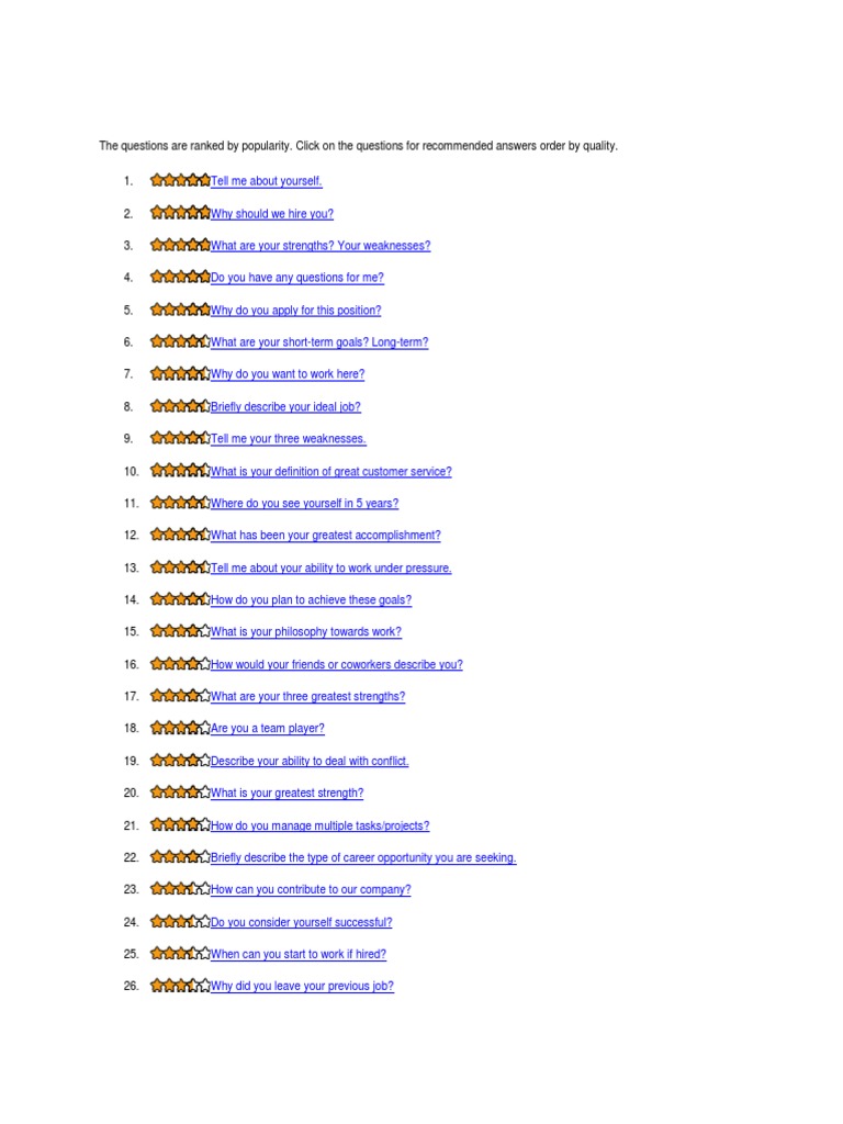 475 Interview Questions | PDF | Employment | Goal
