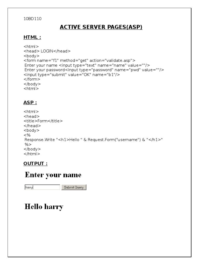 ASP Login Form Example Code | PDF