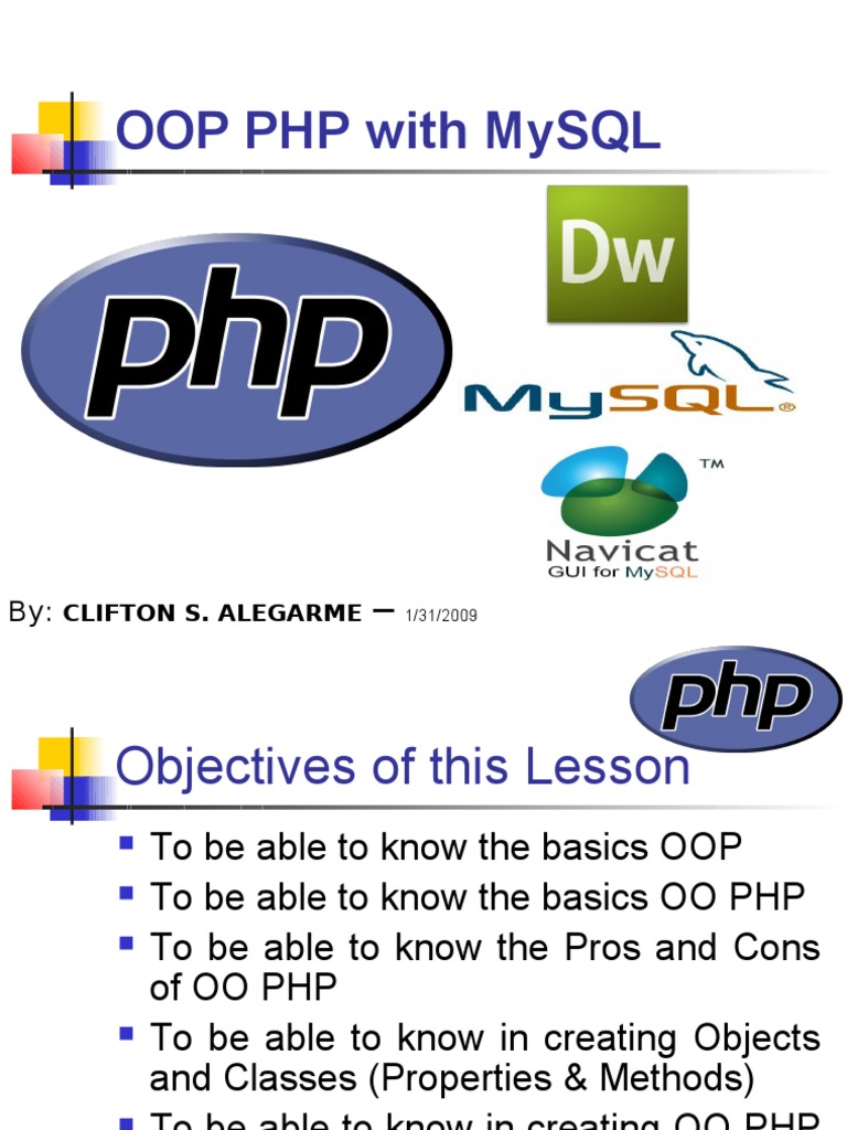 Oop PHP With Mysql: Clifton S. Alegarme | PDF | Object Oriented Programming | Php