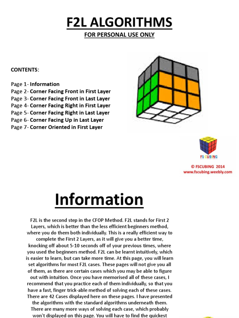f2l Algorithms PDF | PDF | Algorithms | Areas Of Computer Science