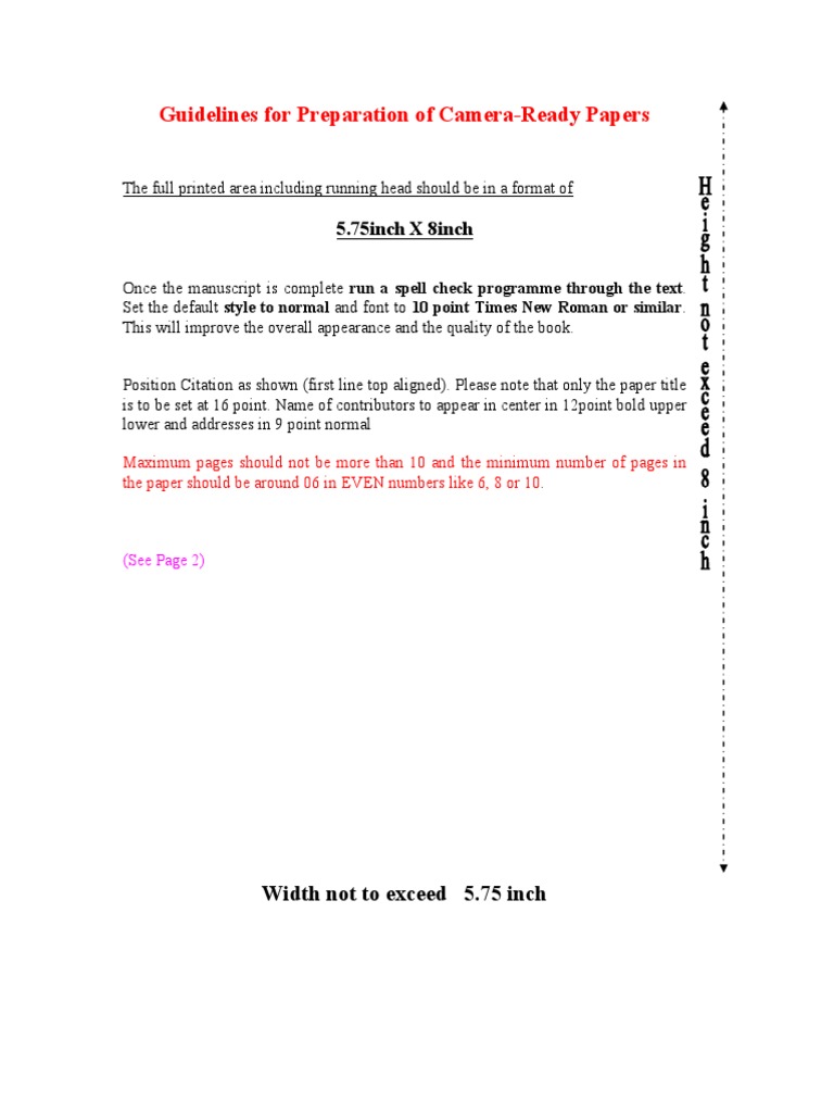 Guidelines For Preparation of Camera-Ready Papers: 5.75inch X 8inch ...