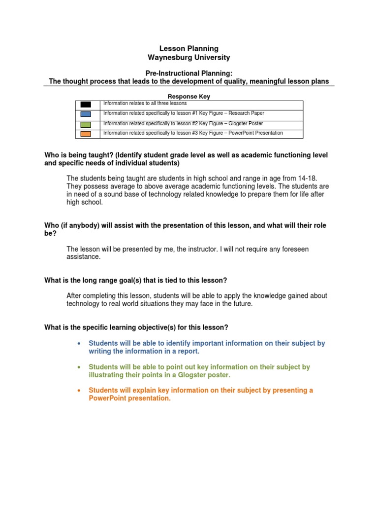 High School Technology Lesson Plans | PDF