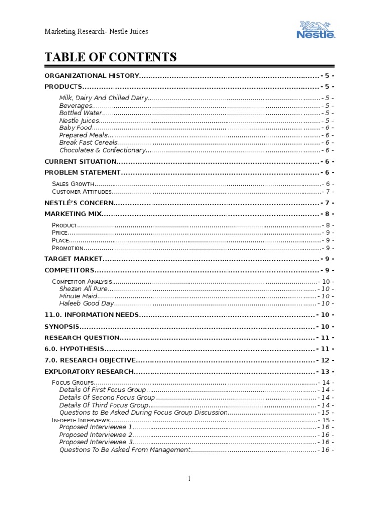 Nestle Marketing Research Project | PDF | Nestlé | Focus Group