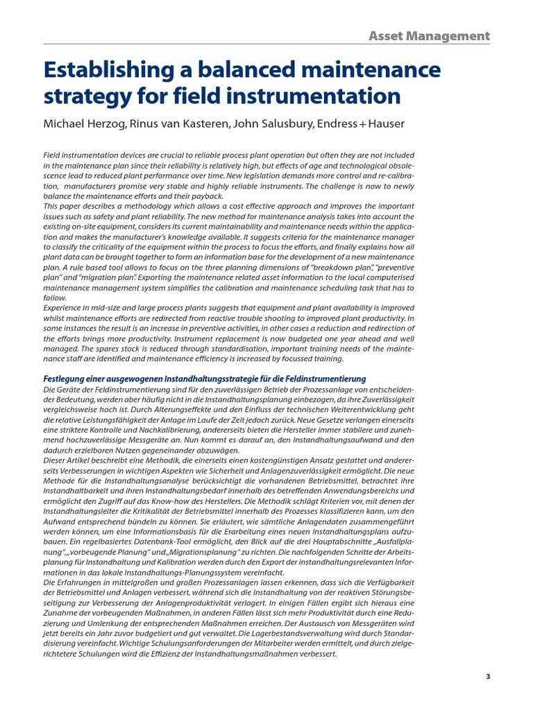 Instrumentation Maintenance | PDF | Calibration | Reliability Engineering
