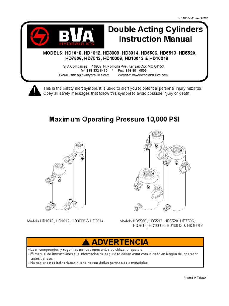 BVA HD Series Manual | PDF | Pump | Valve