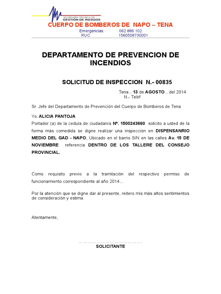 Solicitud de Inspeccion | PDF