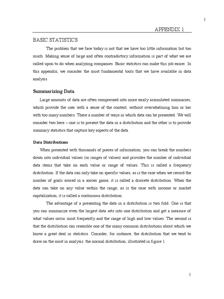 Appendix 1 Basic Statistics: Summarizing Data | PDF | Regression Analysis | Correlation And ...