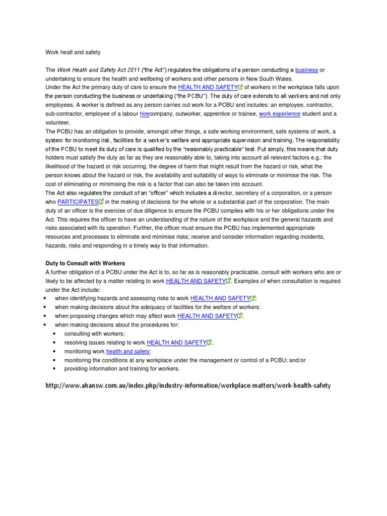 Work Health and Safety | PDF | Occupational Safety And Health | Safety