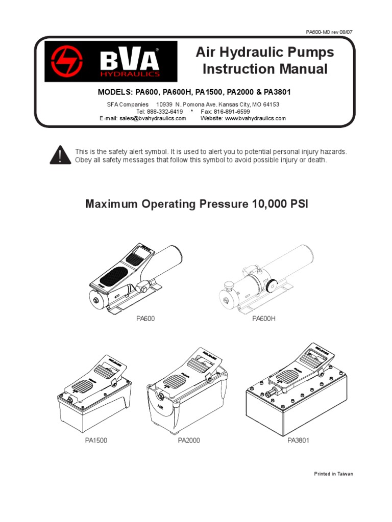 BVA PA Series Manual | PDF | Valve | Pump