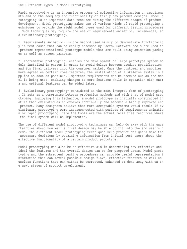 The Different Types of Model Prototyping | PDF