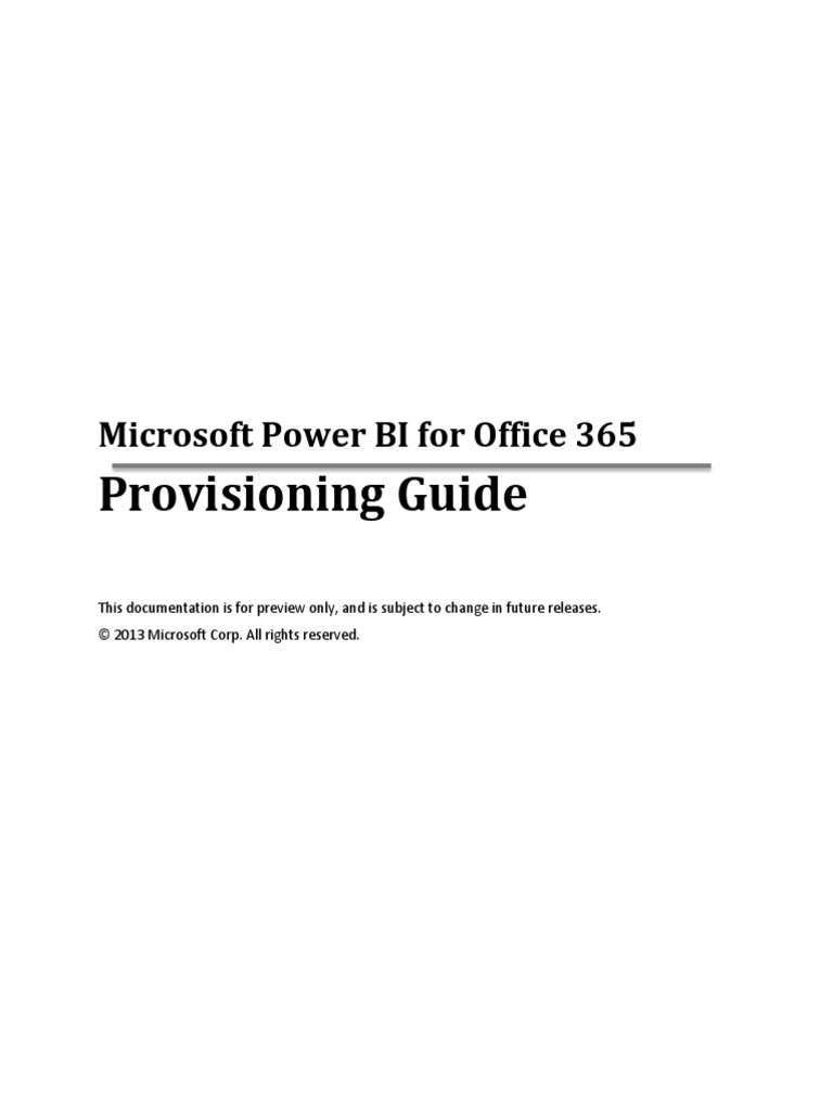 Power BI - Provisioning Guide | PDF | Business Intelligence | Office 365