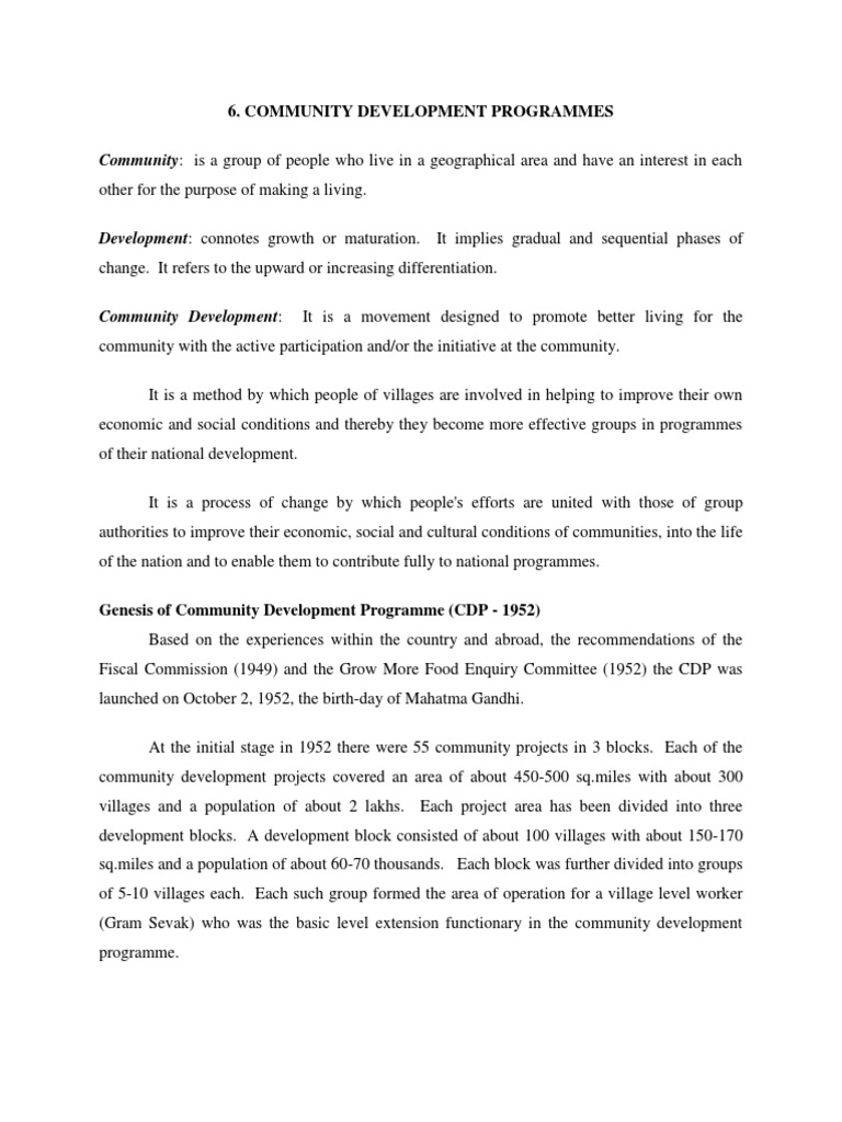 Community Development Programmes | PDF | Community Development | Government