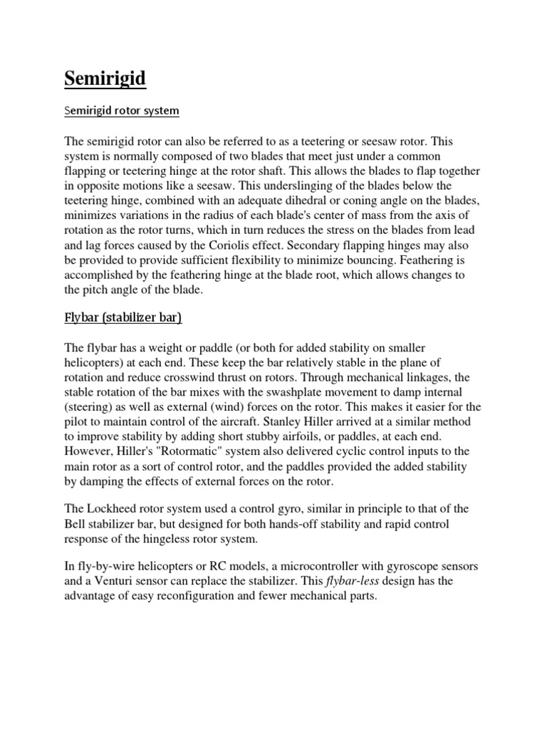 An Overview of Common Helicopter Rotor Systems: Semirigid, Flybar ...