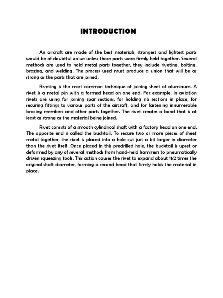 Tools and Procedures for Riveting Sheet Metal in Aircraft Maintenance ...